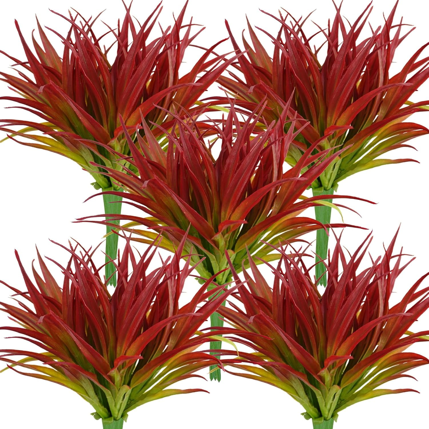 6Pcs Artificial Grass Fake Plants 17.3in 16 Leaves Outdoor Fake Grass ...