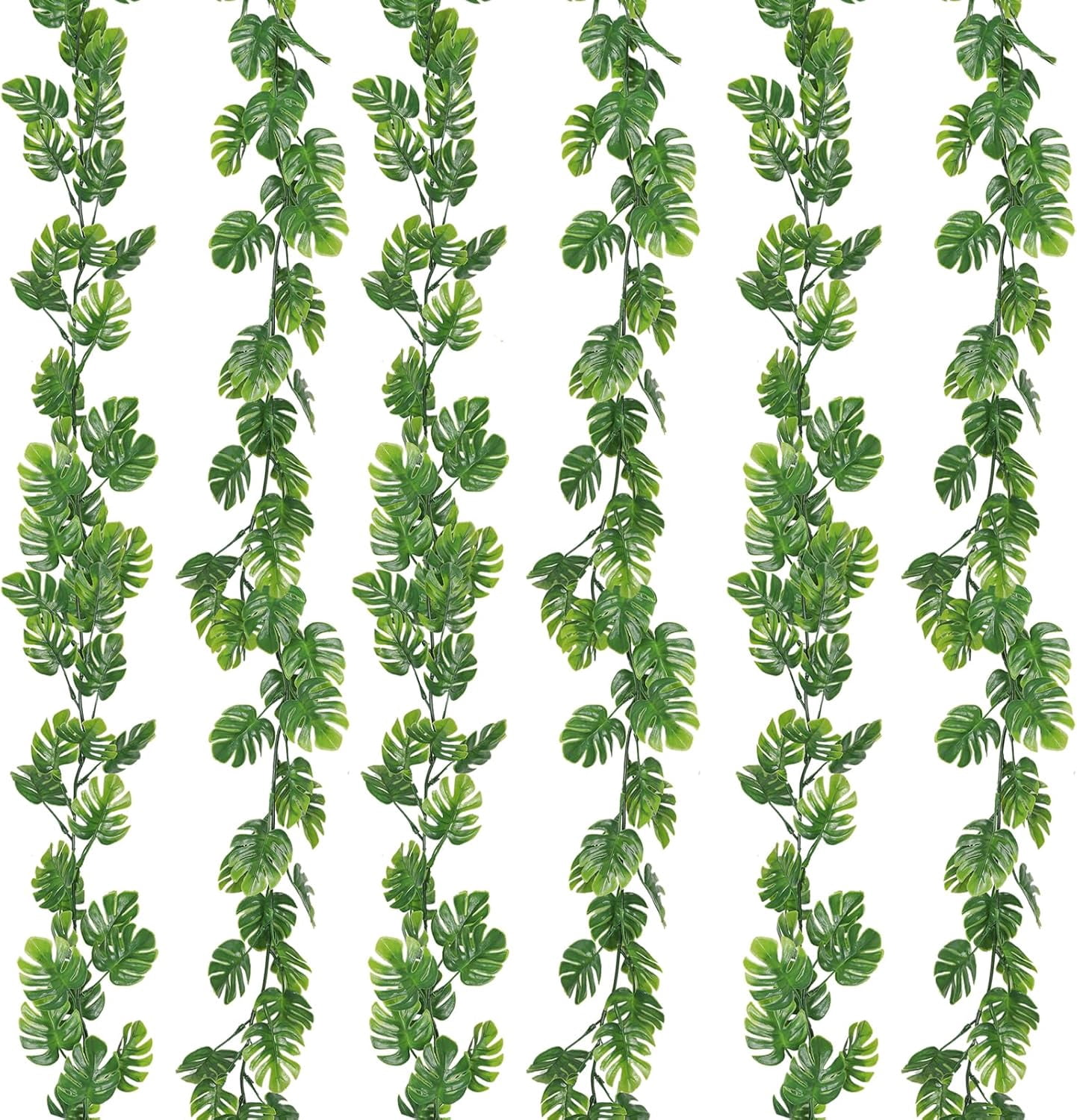 6Pcs Artificial Monstera Leaf Vines, 5.9FT Faux Tropical Monstera ...