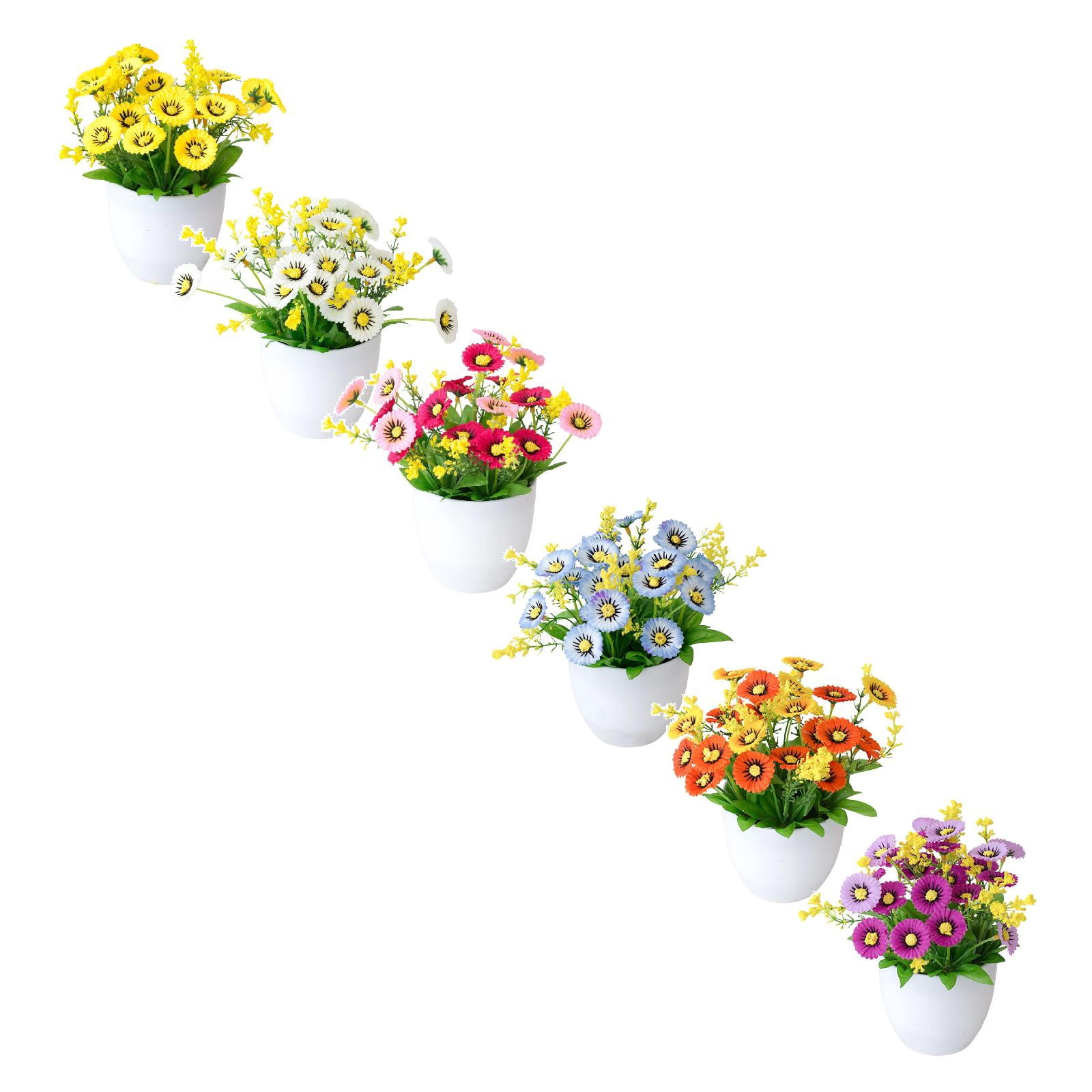 6Pcs Artificial Mum Flowers, 21 Bundles Each, UV-Resistant Plastic ...