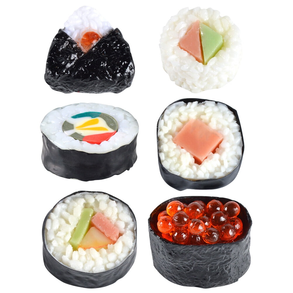 6Pcs Artificial Sushi Sample Fake Food Simulation Rice Rolls Model ...