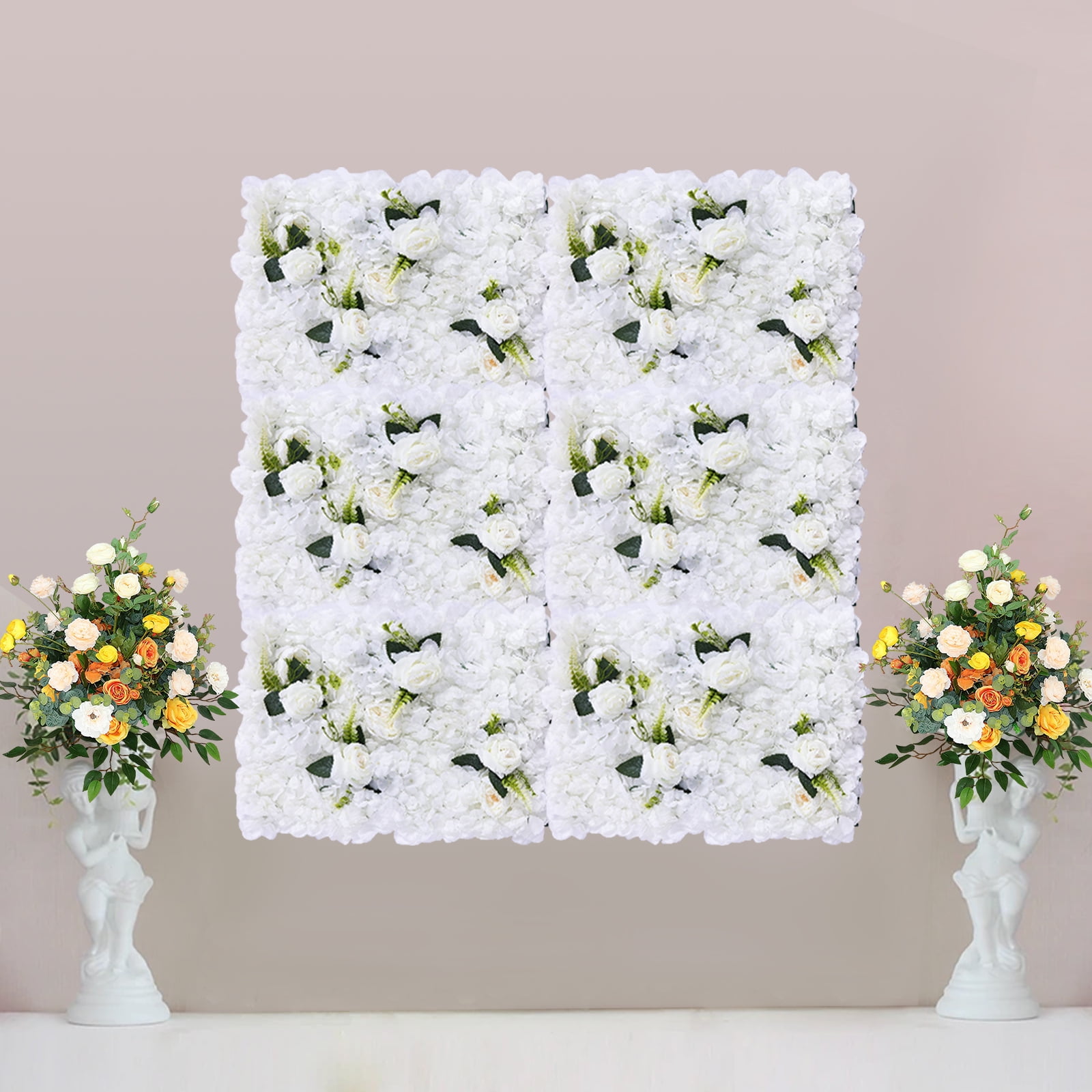 6Pcs Artificial Wedding Flower Wall Decoration Background Rose Floral ...