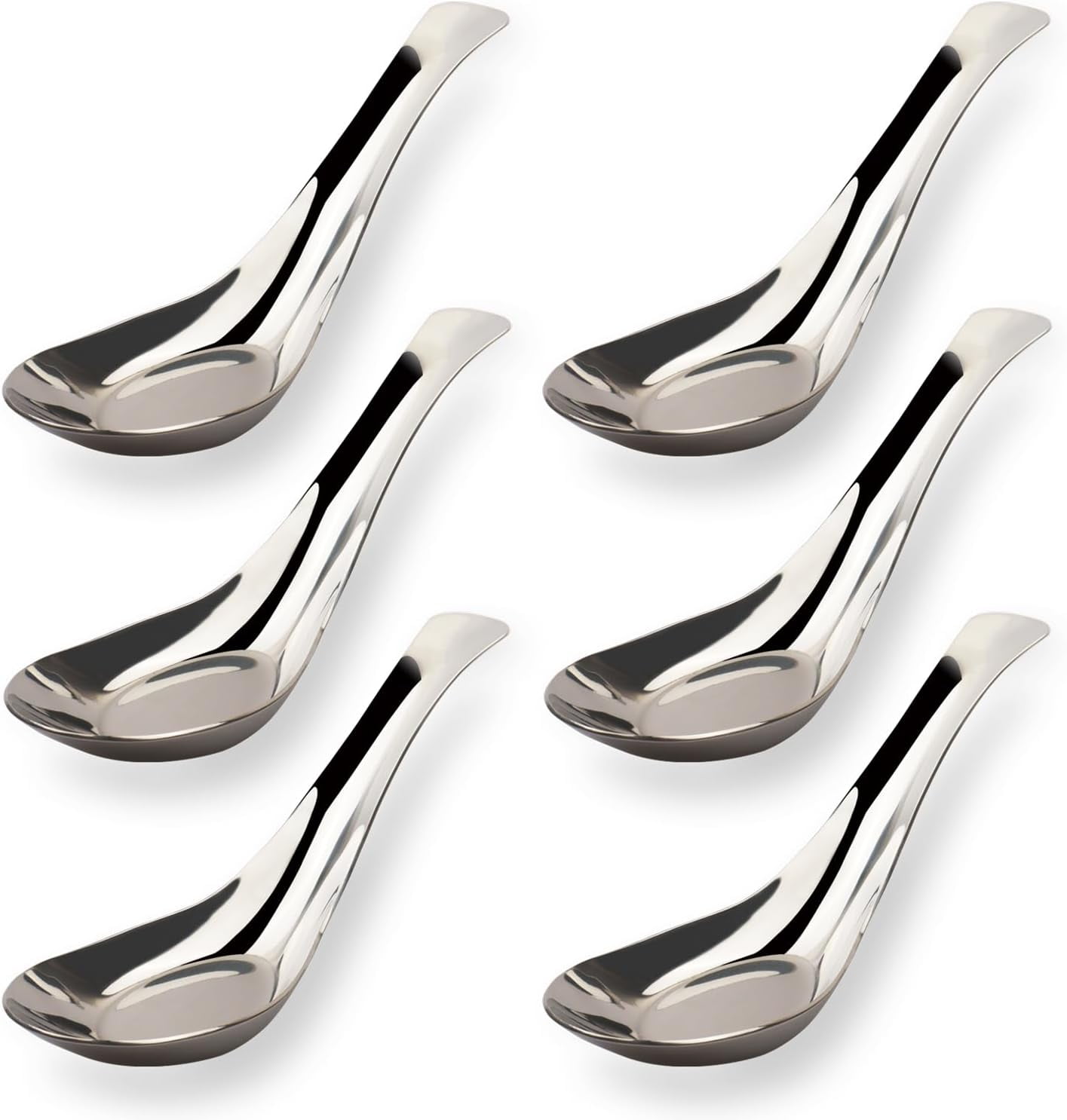 6Pcs Asian Soup Spoons Stainless Steel Chinese Soup Spoons Soup Spoons ...
