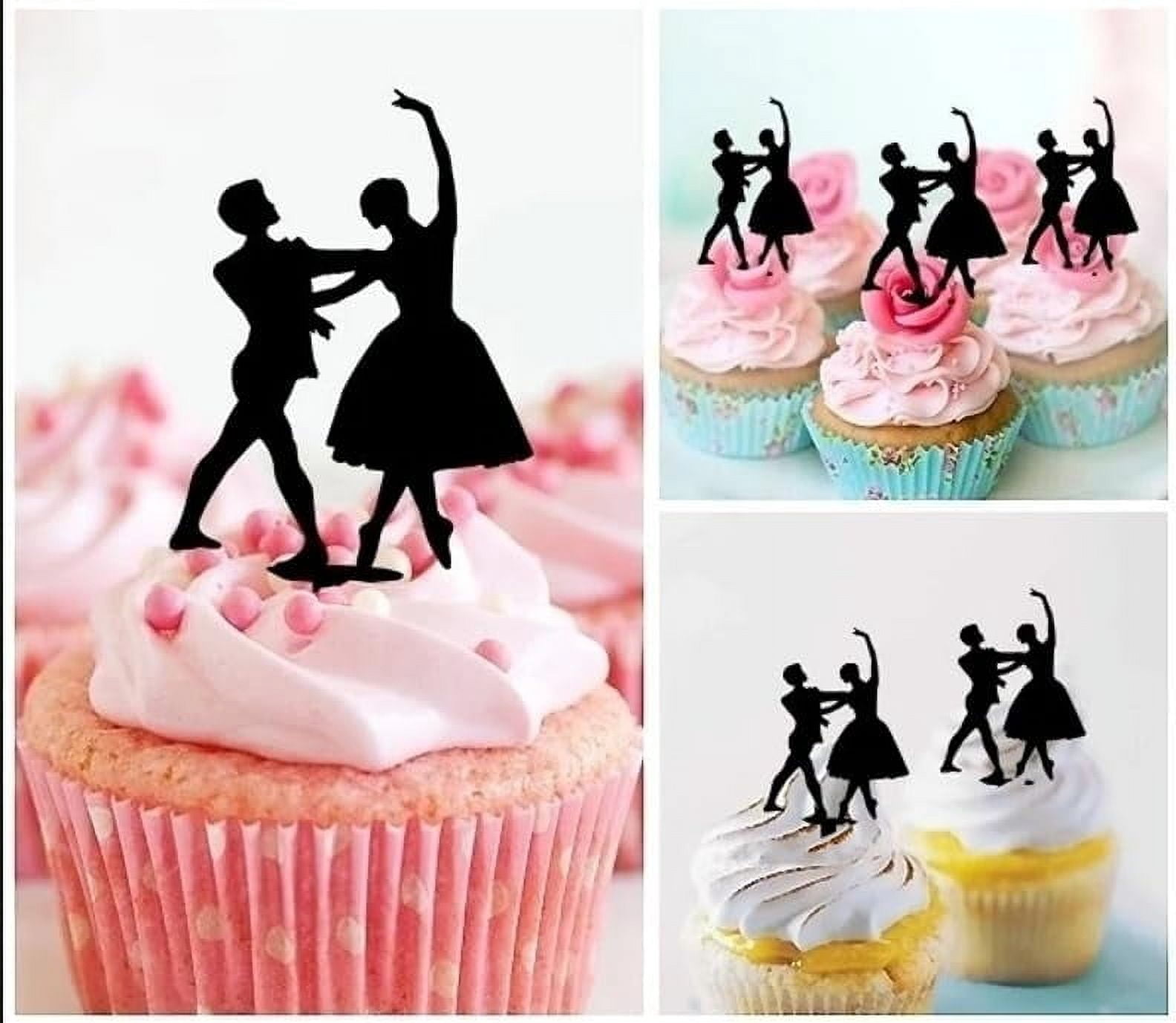 6Pcs Ballroom Dancers Silhouette Acrylic Cupcake Toppers for Wedding or ...