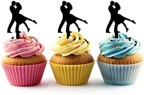6Pcs Ballroom Dancing Couple Silhouette Acrylic Cupcake Toppers for ...