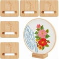 6Pcs Bamboo Embroidery Hoops Display Stand Rectangle with Flower ...