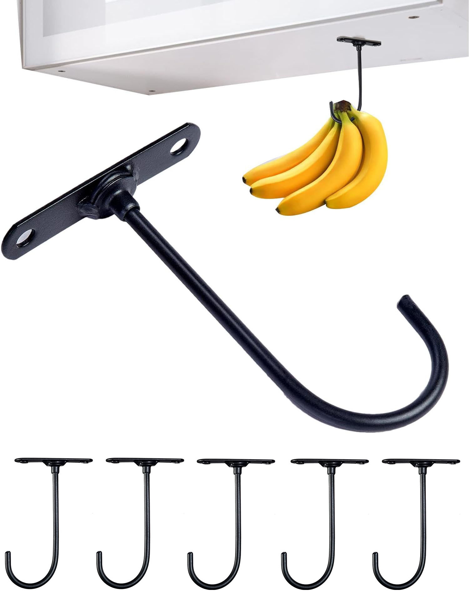 6Pcs Banana Holder, Banana Hook, Under Cabinet Metal Banana Holder ...