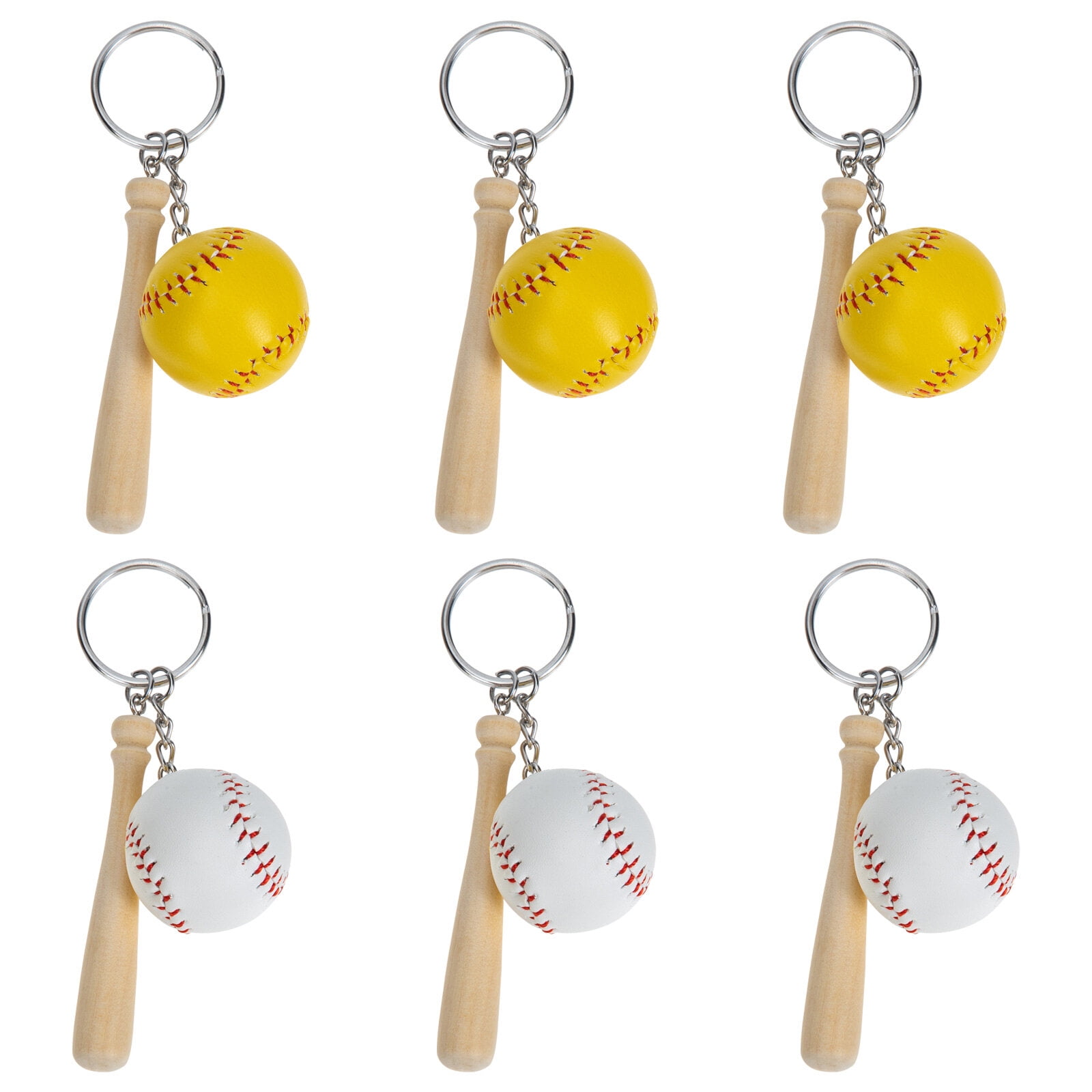 6Pcs Baseball Key Chains Bag Keyrings Backpack Hanging Decors Key ...