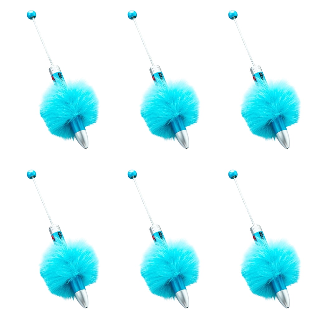 6Pcs Beadable Ballpoint Pen Multicolor Ballpoint Pen Plush Ball ...
