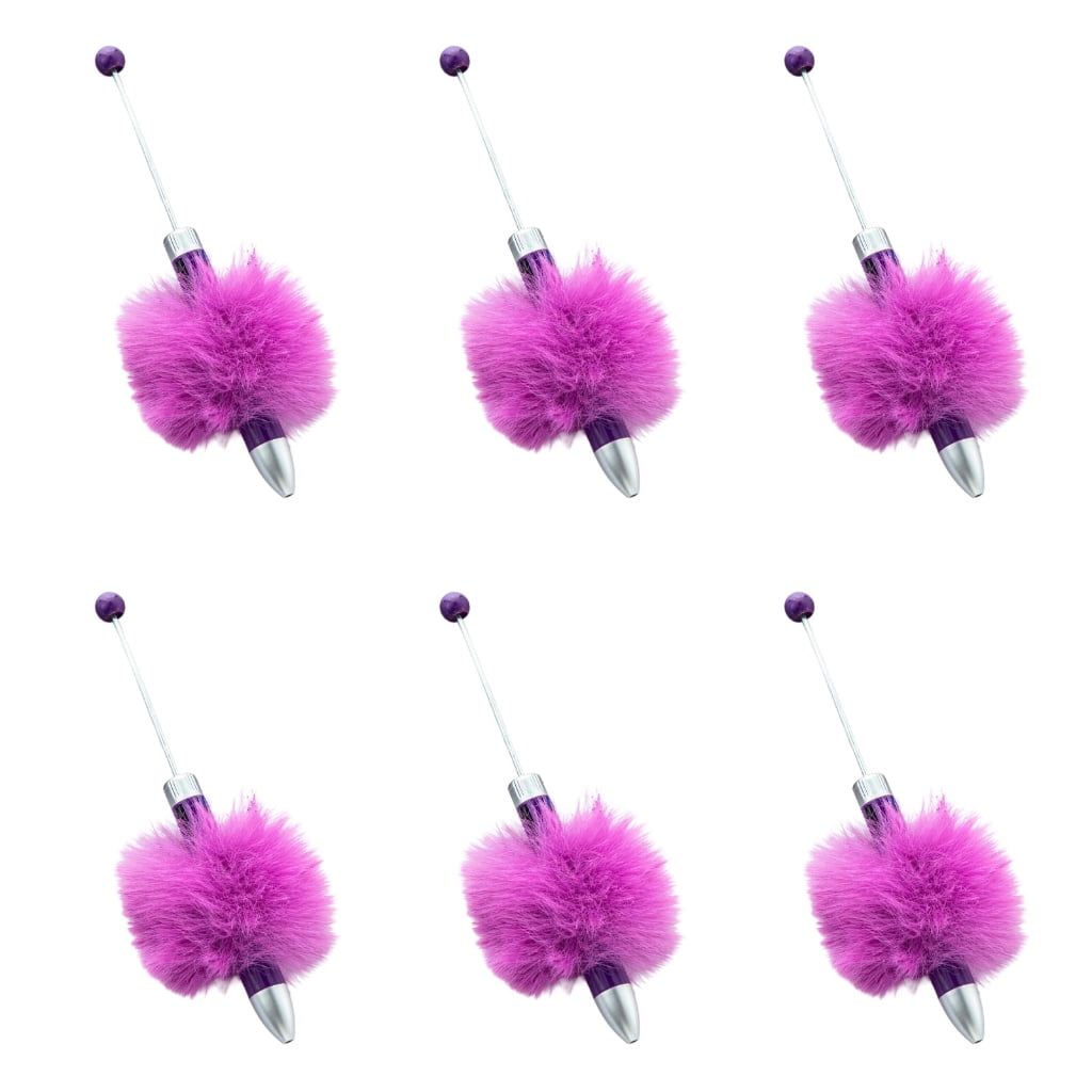 6Pcs Beadable Ballpoint Pen Multicolor Ballpoint Pen Plush Ball ...