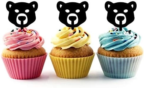 6Pcs Bear Head Silhouette Acrylic Cupcake Toppers for Animal or Forest ...