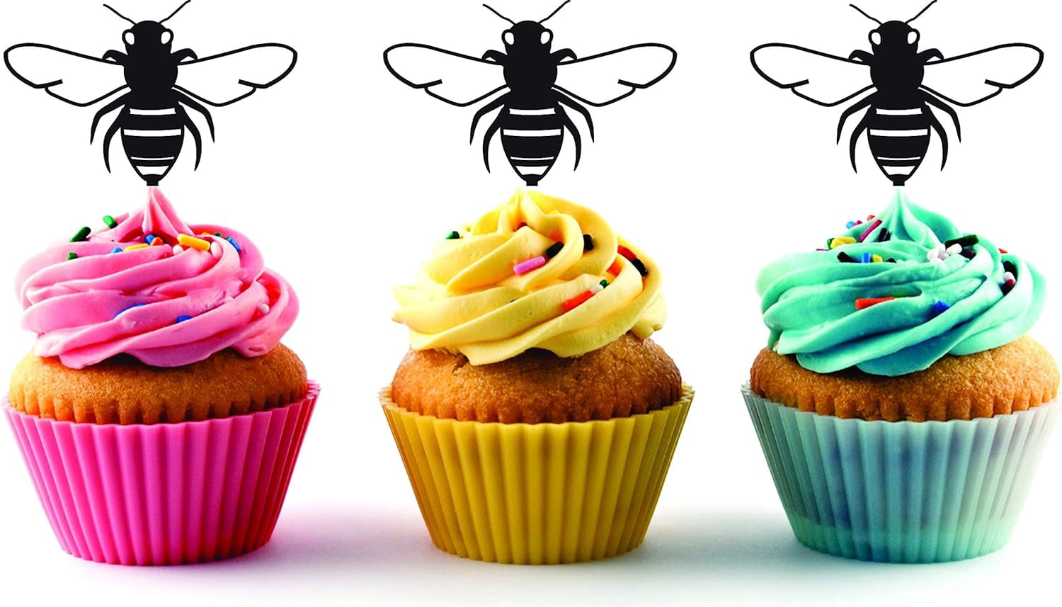 6Pcs Bee Silhouette Acrylic Cupcake Toppers for Bumblebee, Garden or ...