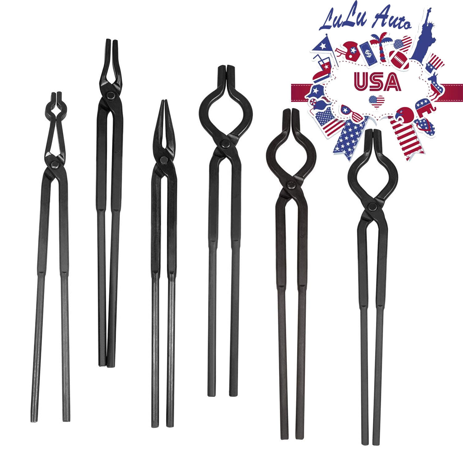 6Pcs Beginner Blacksmith Tongs Blacksmith Forge Tong Tools Set Vise ...