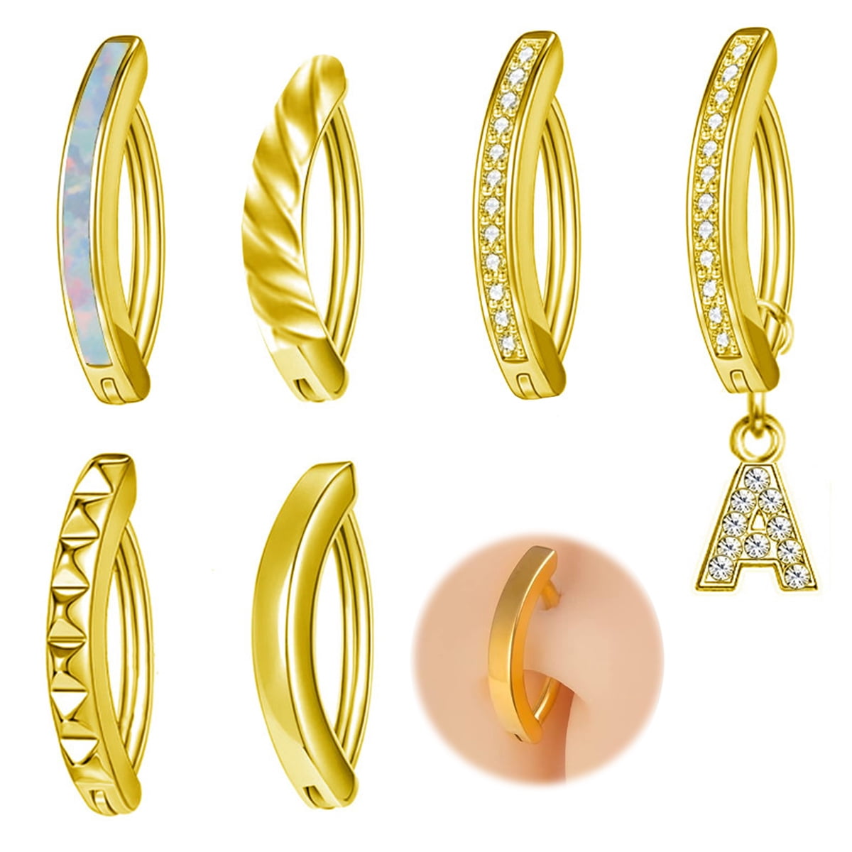 6Pcs Belly Button Ring for Women Belly Rings Small Hoop Belly Button ...
