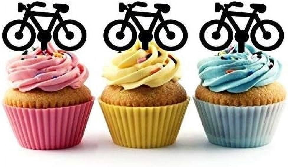 6Pcs Bicycle Silhouette Acrylic Cupcake Toppers for Cycling, Bike or ...
