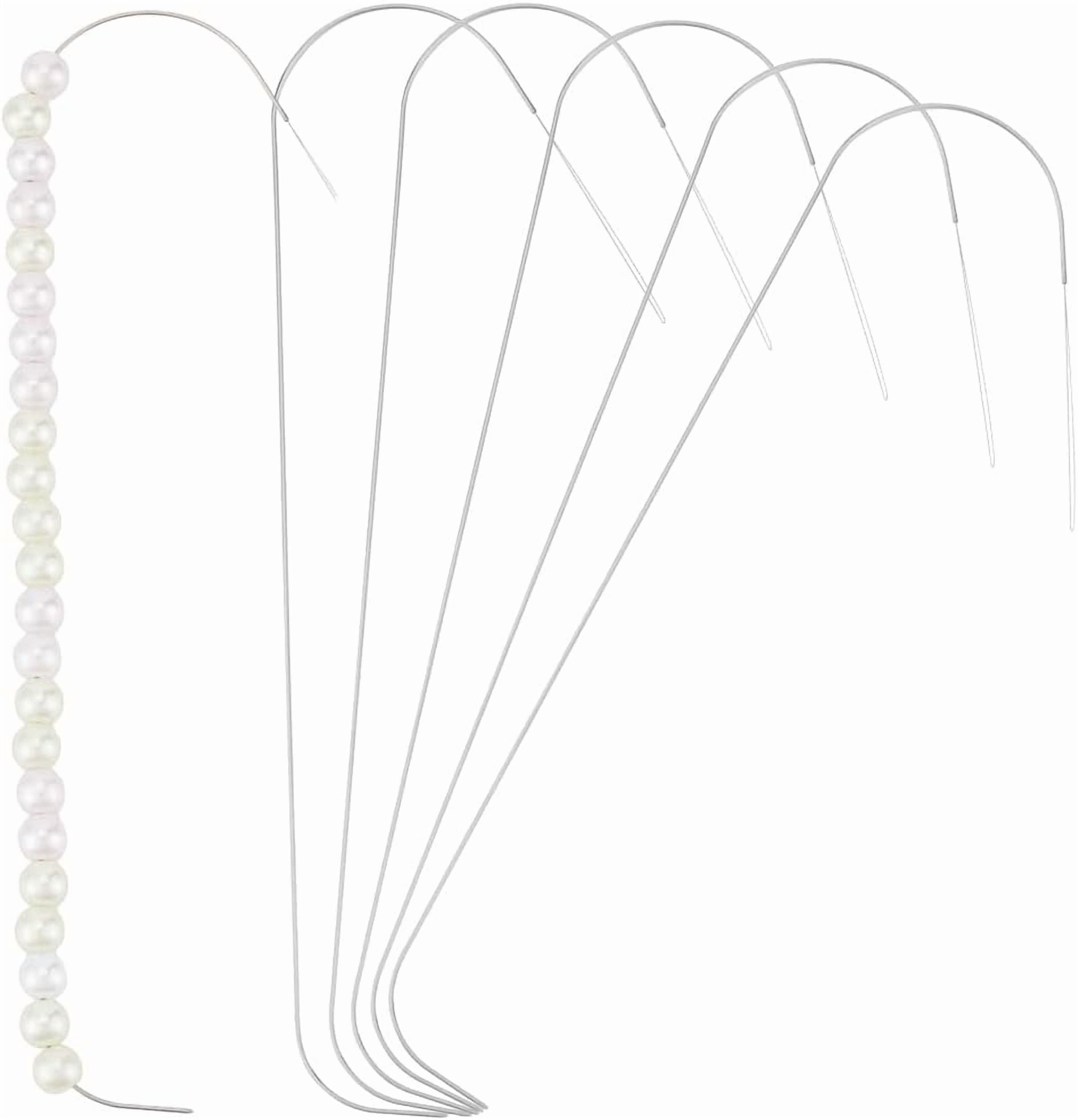 6Pcs Big Eye Curved Beading Needles 5.2 Inch 0.5mm Stainless Steel ...
