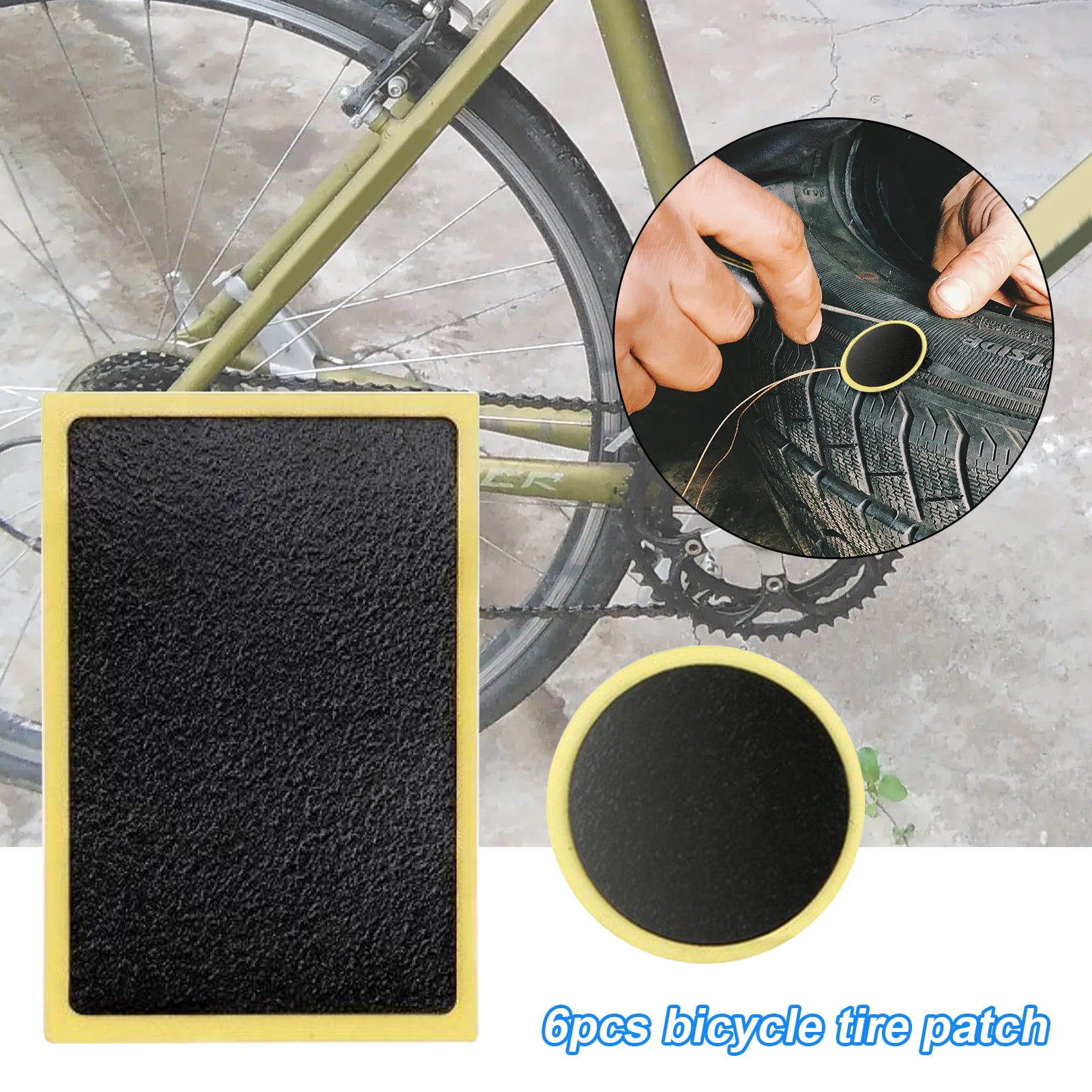 6Pcs Bike Tire Patches No-glue Quick Drying Smooth Surface Rubber ...