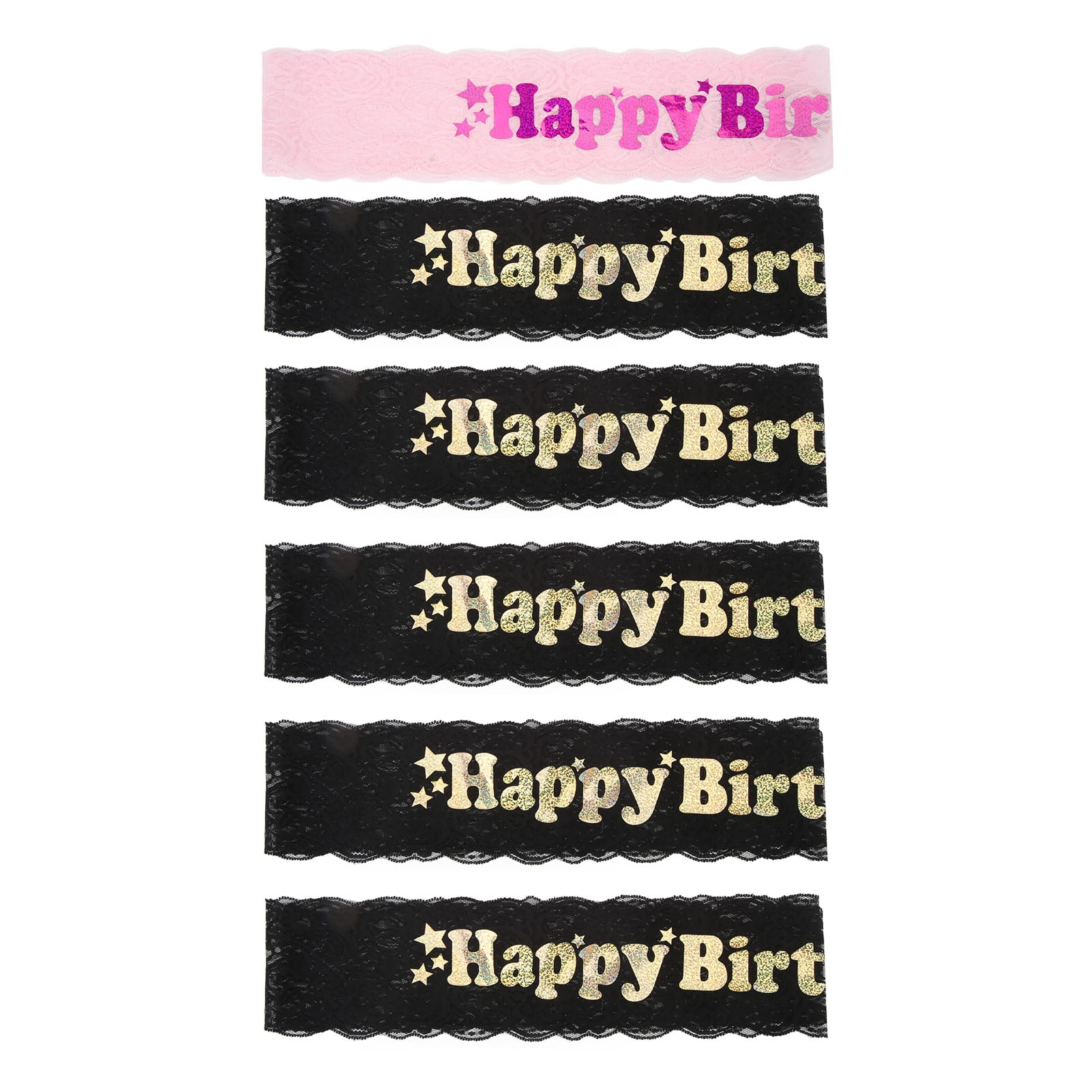 Njide 6Pcs Birthday Lace Sash Glitter Letters Appropriate Length Black ...