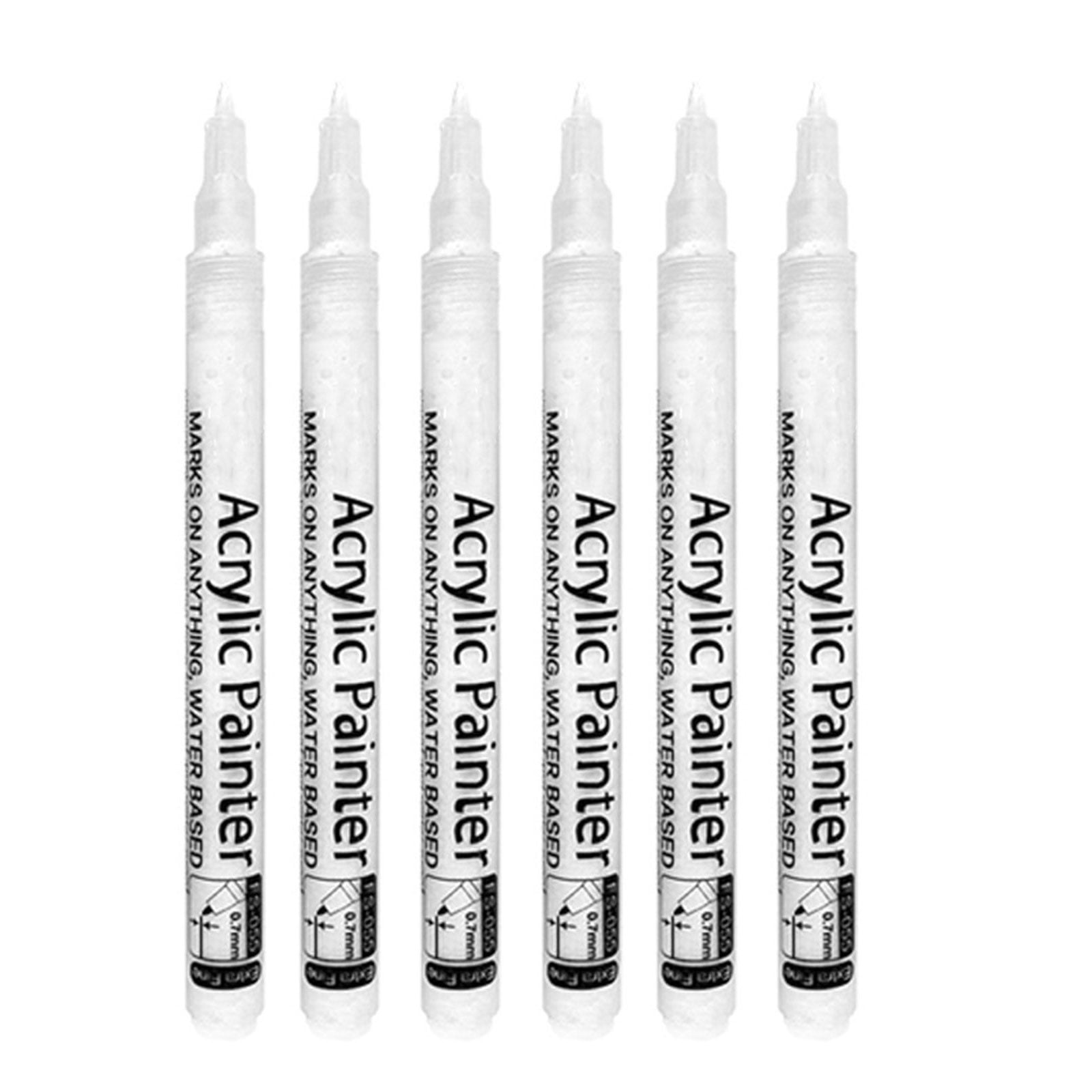 6Pcs Black And White Acrylics Paint Pen Water Resistant Acrylics Marker ...