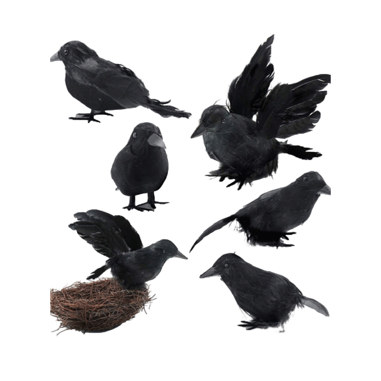 6Pcs Black Crow Flying Crow Prop, Halloween Home Decor, Halloween Gifts ...