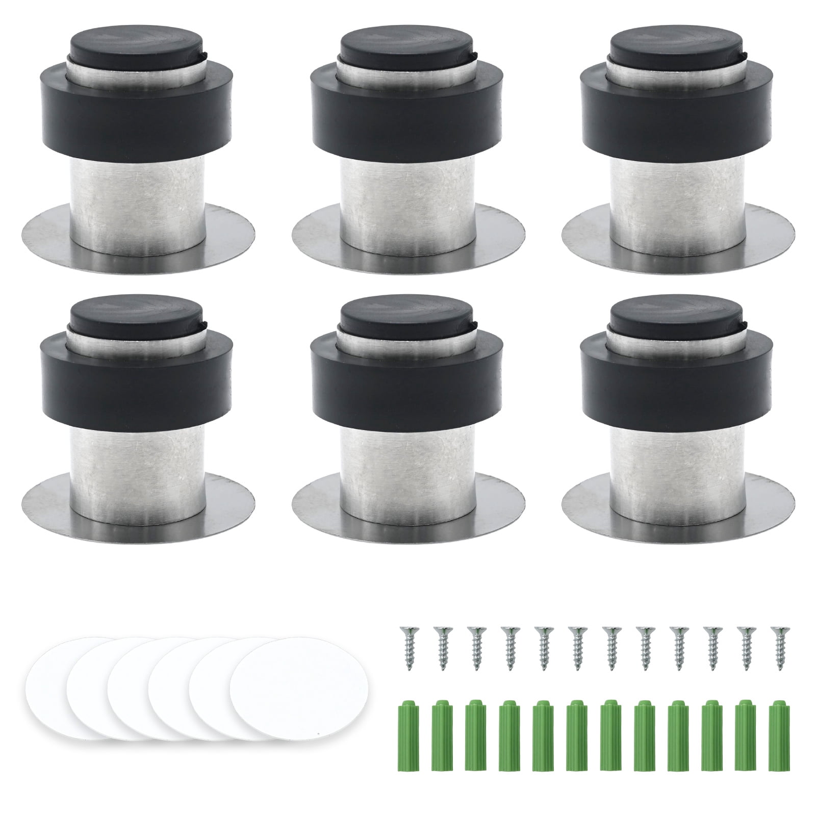 6Pcs Black Door Stoppers, Stainless Steel Wall Protector Bumper ...
