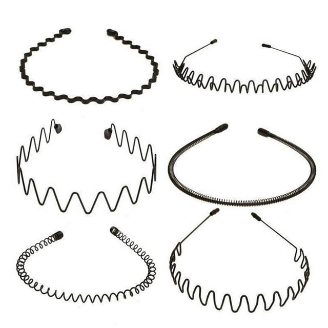 6Pcs Black Man Hair Hoop Decorative Non Slip Simple Lightweight 6 ...