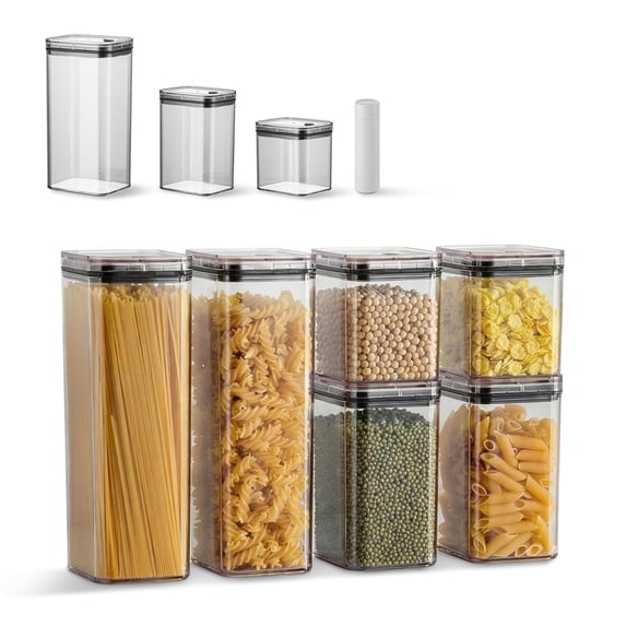 6Pcs Black Vacuum Seal Jars with Lids (2x1900ML + 2x1100ML + 2x700ML ...