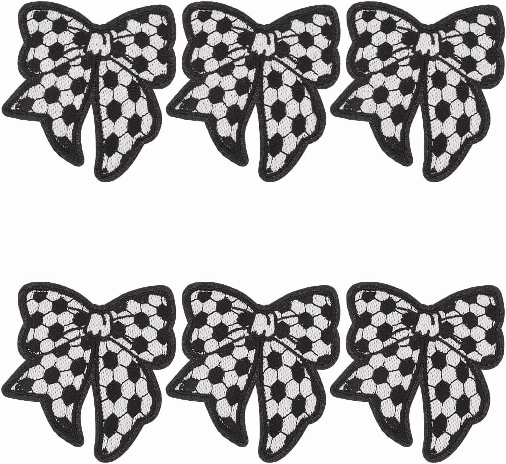 6Pcs Black White Patches Iron On Football Pattern Embroidered Applique ...