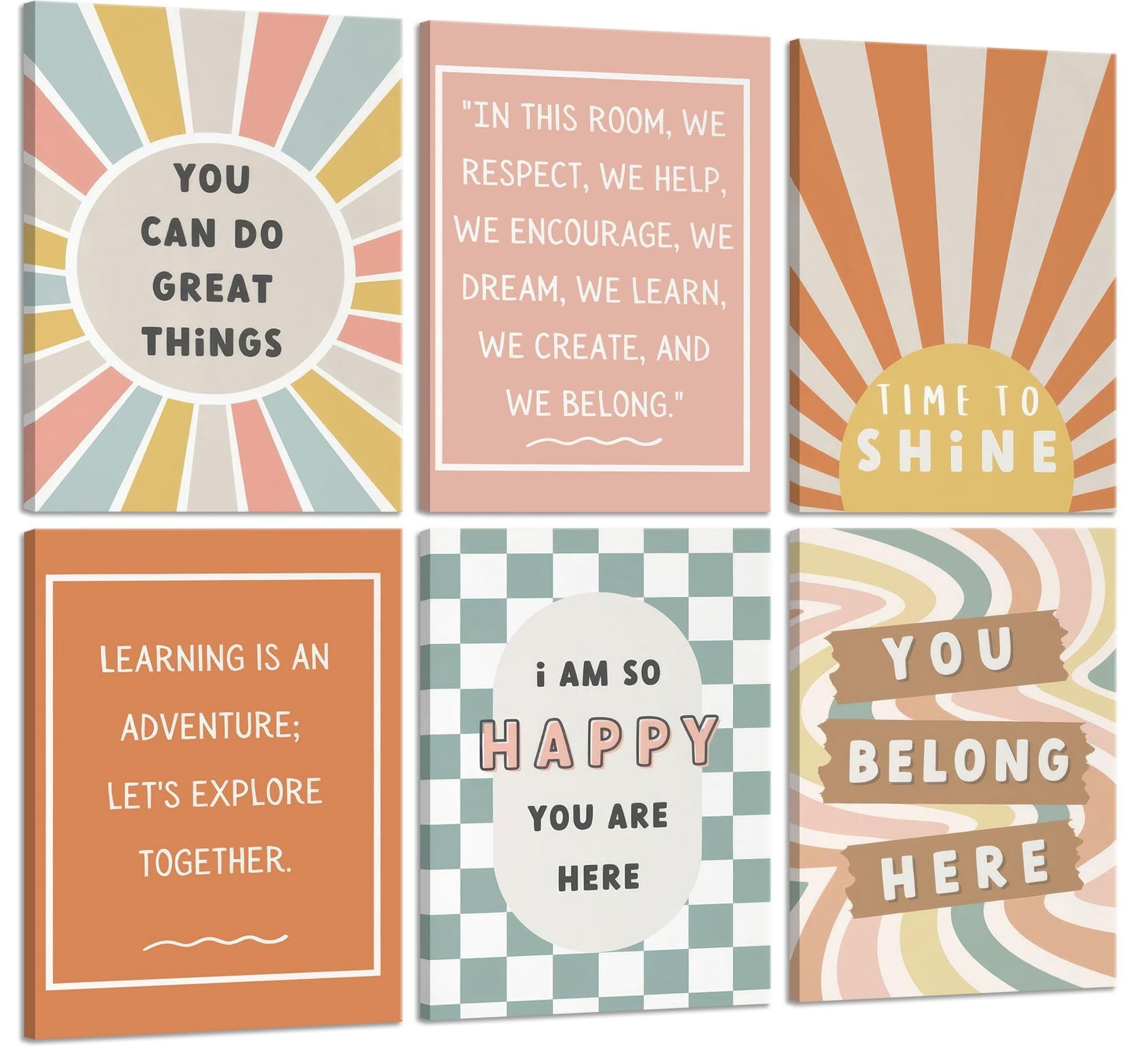 6Pcs Boho Inspirational Posters Wall Art Positive Affirmations Growth ...
