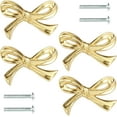 6Pcs Bow Cabinet Knobs Gold Drawer Pulls Decorative Brass Bow Shape ...