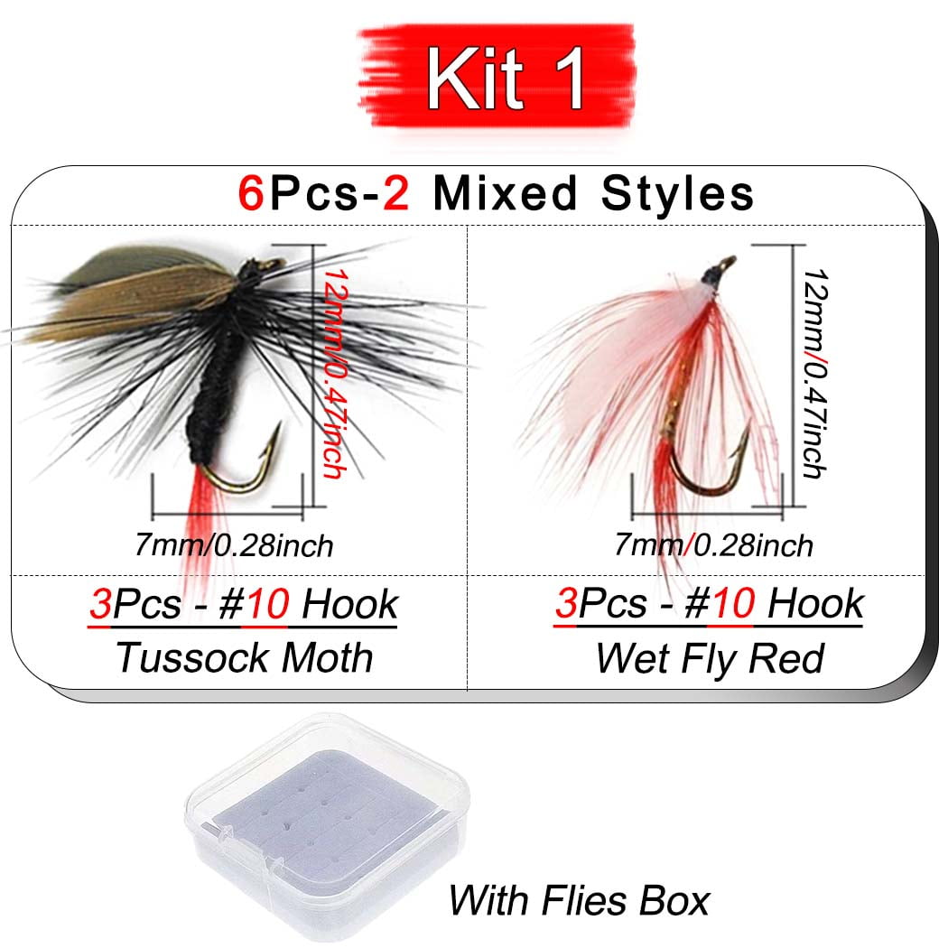 6Pcs/Box Fly Fishing Lure Insects Different Mixed Styles Flies Fishing ...