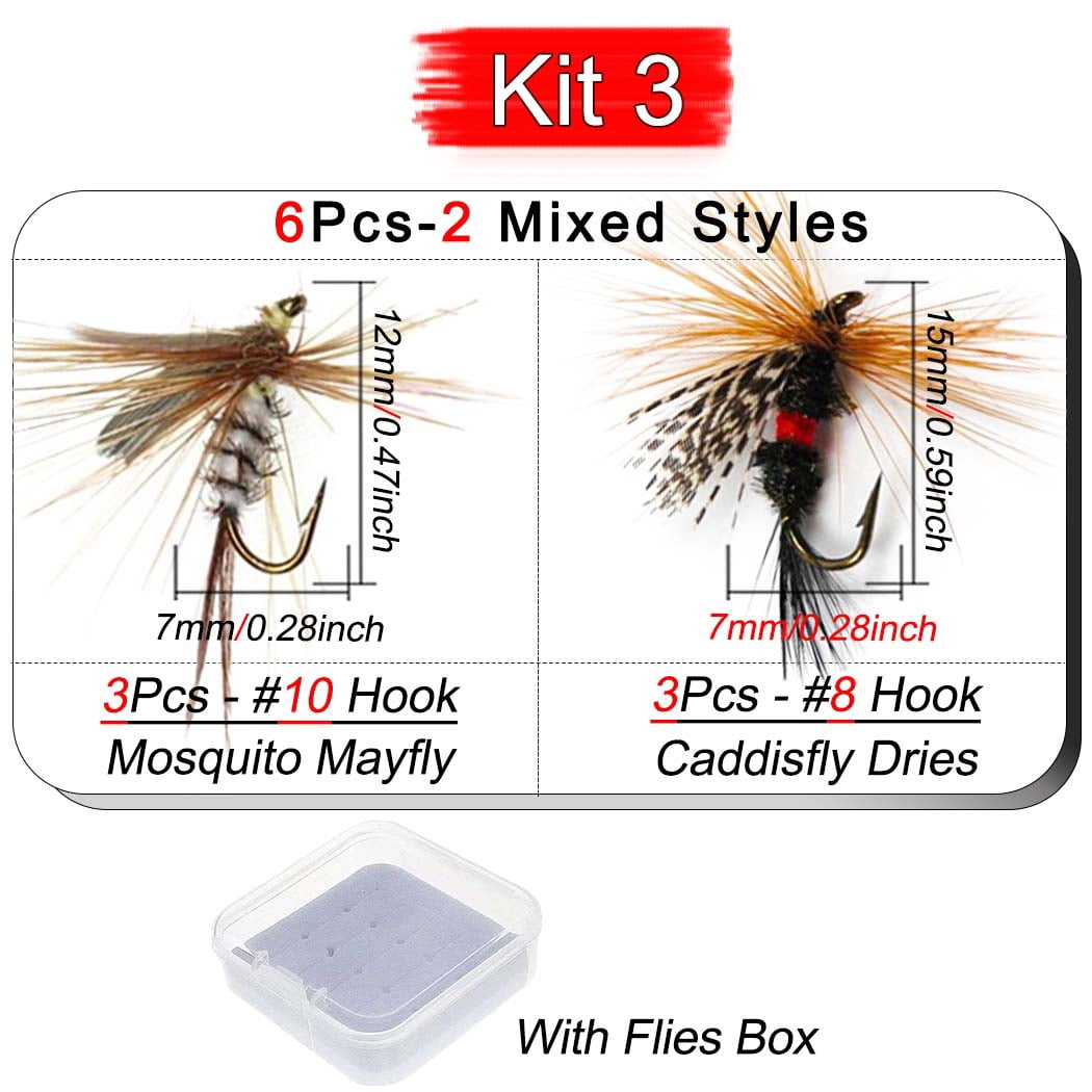 6Pcs/Box Fly Fishing Lure Insects Different Mixed Styles Flies Fishing ...