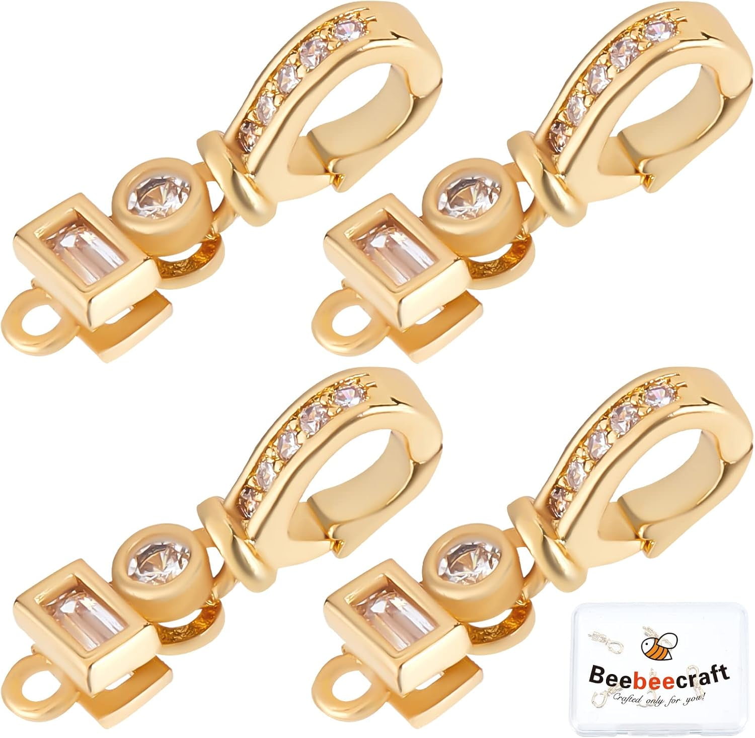6Pcs/Box Fold Over Clasps 18K Gold Plated Brass Extender Clasp Closure ...