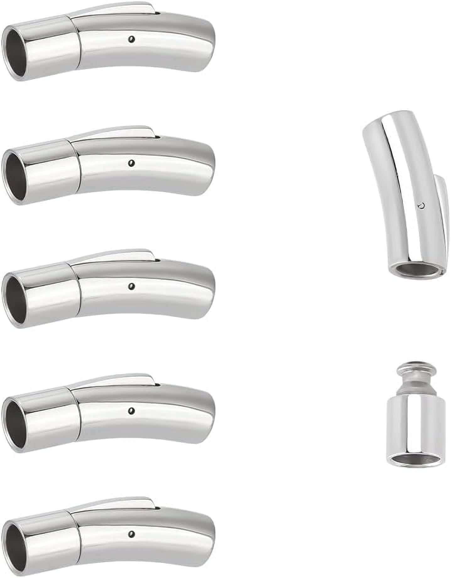 6Pcs Bracelet Clasps 304 Stainless Steel Bayonet Clasps Column Leather ...