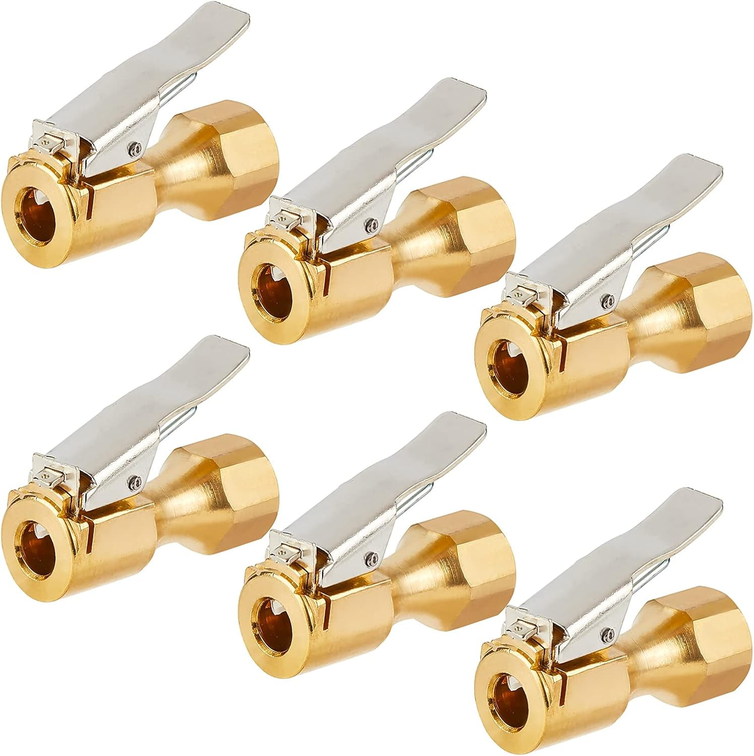 6Pcs Brass Air Chuck Golden Metal Tyre Inflatable Clamp Allows Direct ...