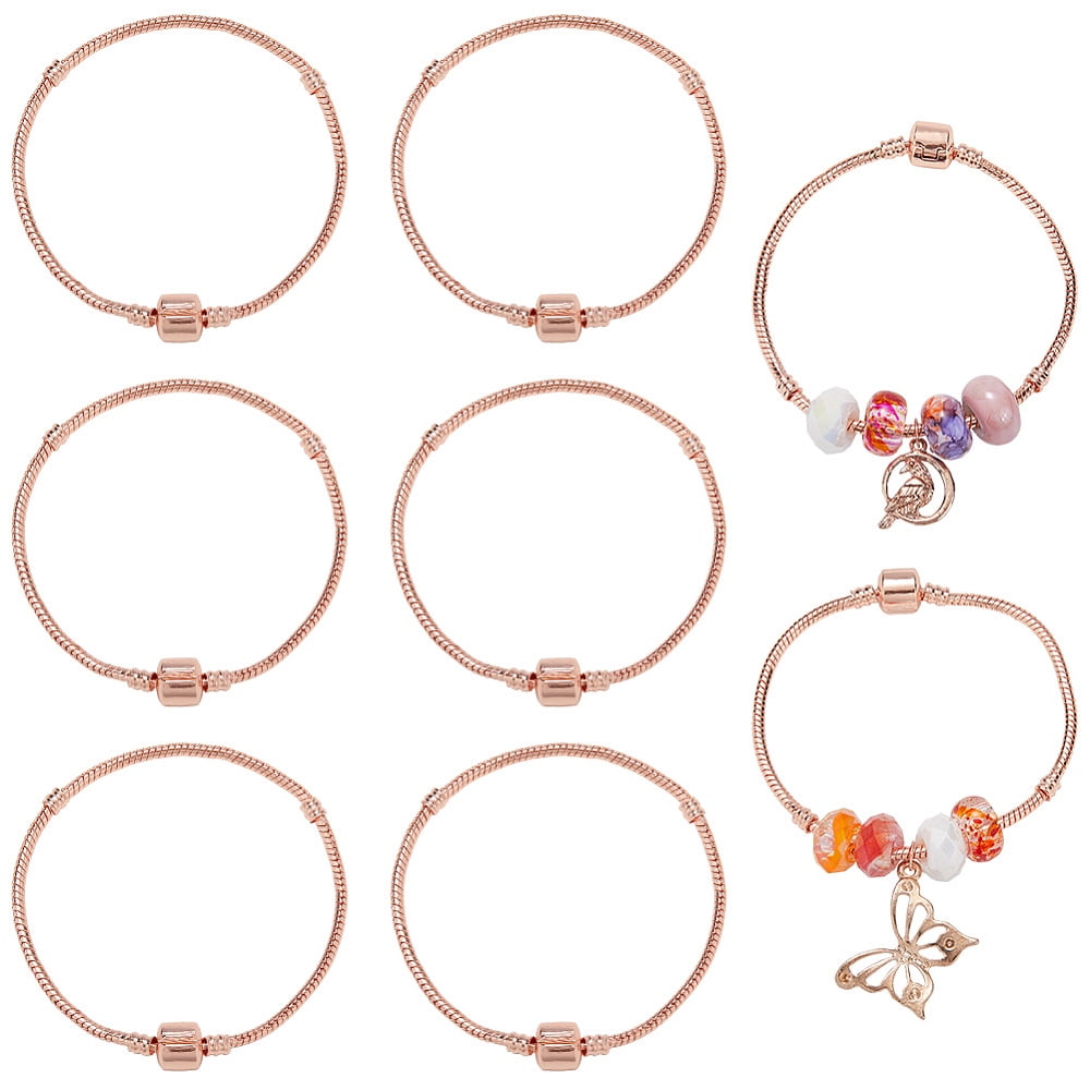 6Pcs Brass European Style Bracelet Making with Brass Clasps Rose Gold 7 ...