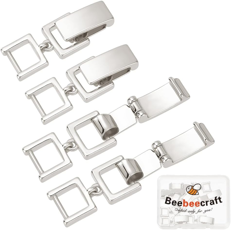 6Pcs Brass Fold Over Clasps Real Platinum Plated 29x6x3.99mm Hole: 6 ...