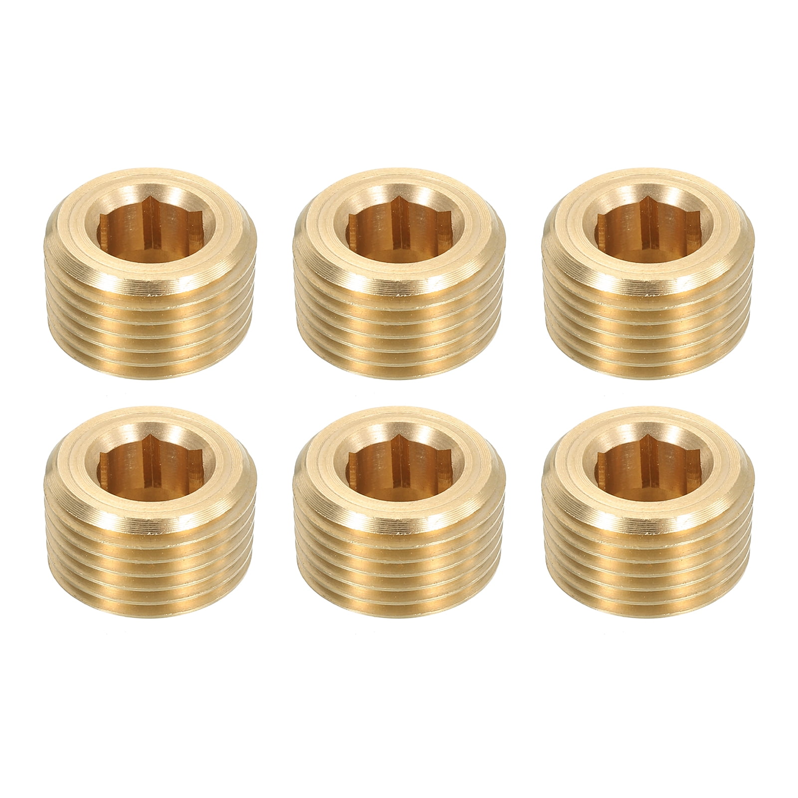 6Pcs Brass Pipe Plug Fitting, 3/8" NPT Male Internal Hex Thread Socket Pipe Plug - Walmart.com