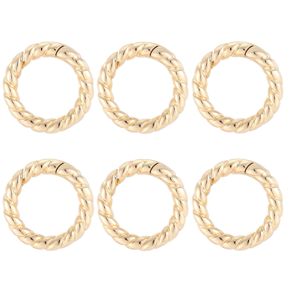 6Pcs Brass Spring Gate Clasps Ring Real 18K Gold Plated 17.5x3mm DIY ...