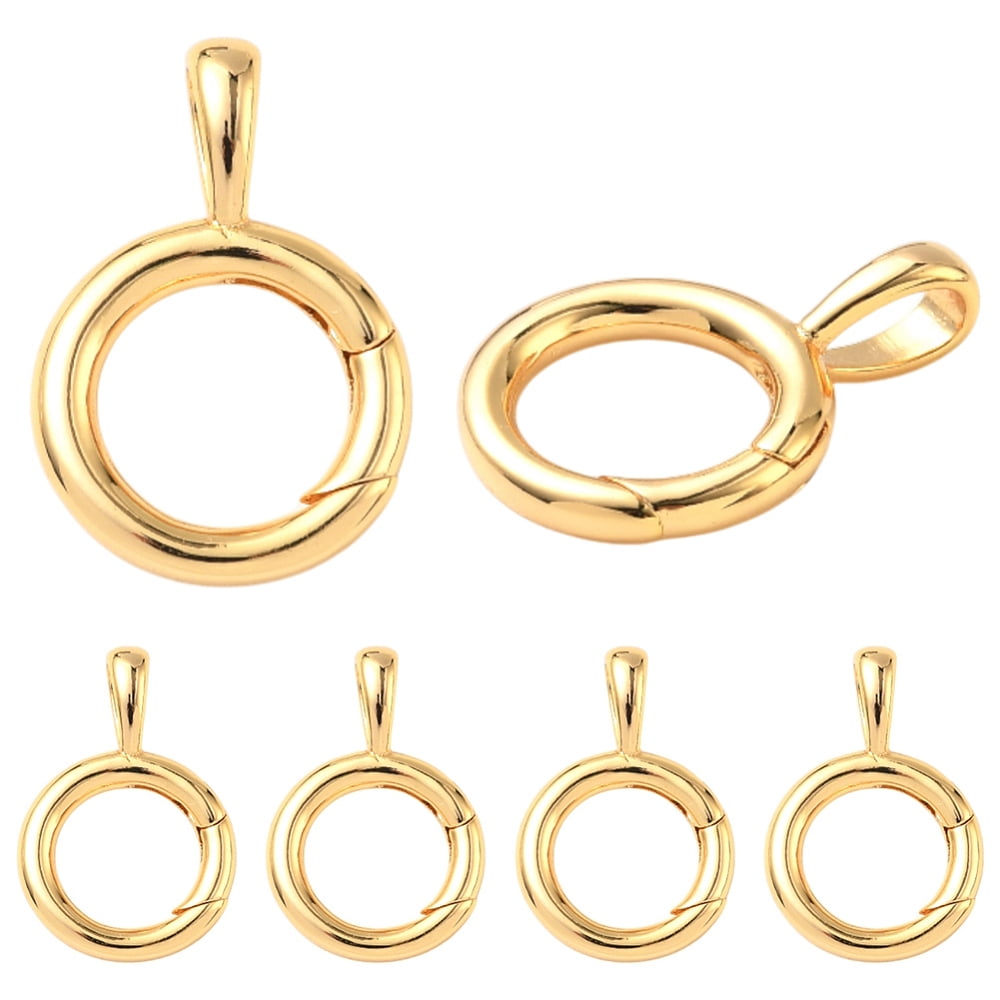 6Pcs Brass Spring Gate Rings Nickle Free Ring Real 18K Gold Plated ...