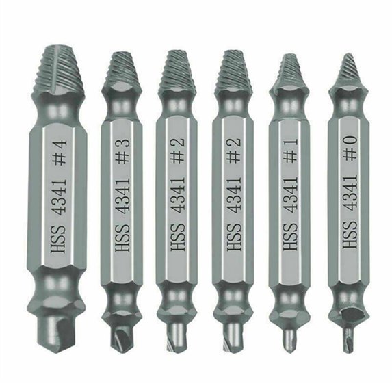 6Pcs Broken Screw Extractors Set Stripped Damaged Screw Remover Tool ...