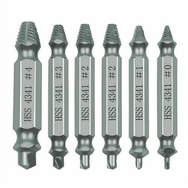 6Pcs Broken Screw Extractors Set Stripped Damaged Screw Remover Tool ...