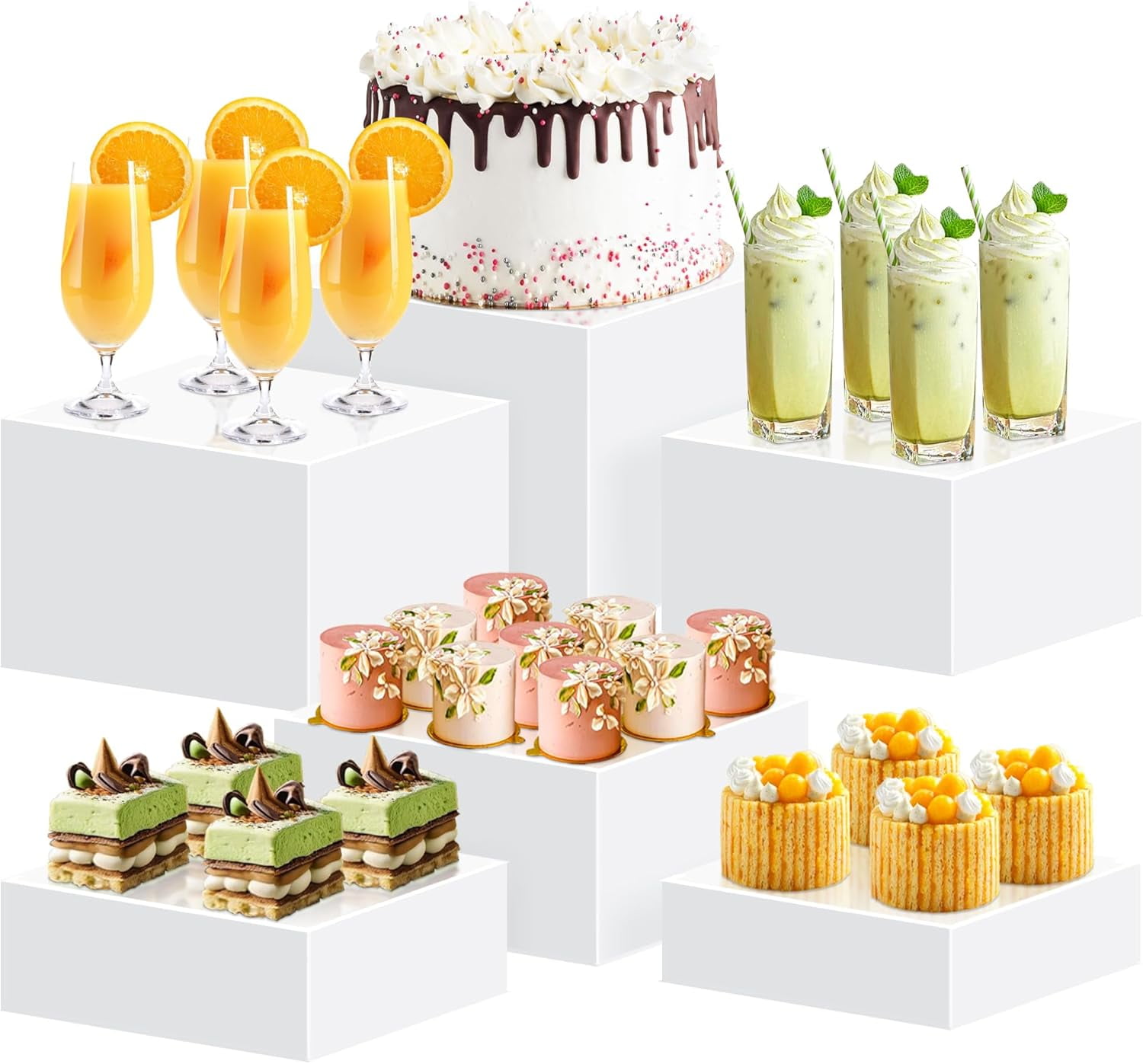 6Pcs Buffet Risers, Food Risers for Buffet, Acrylic Boxes for Display ...