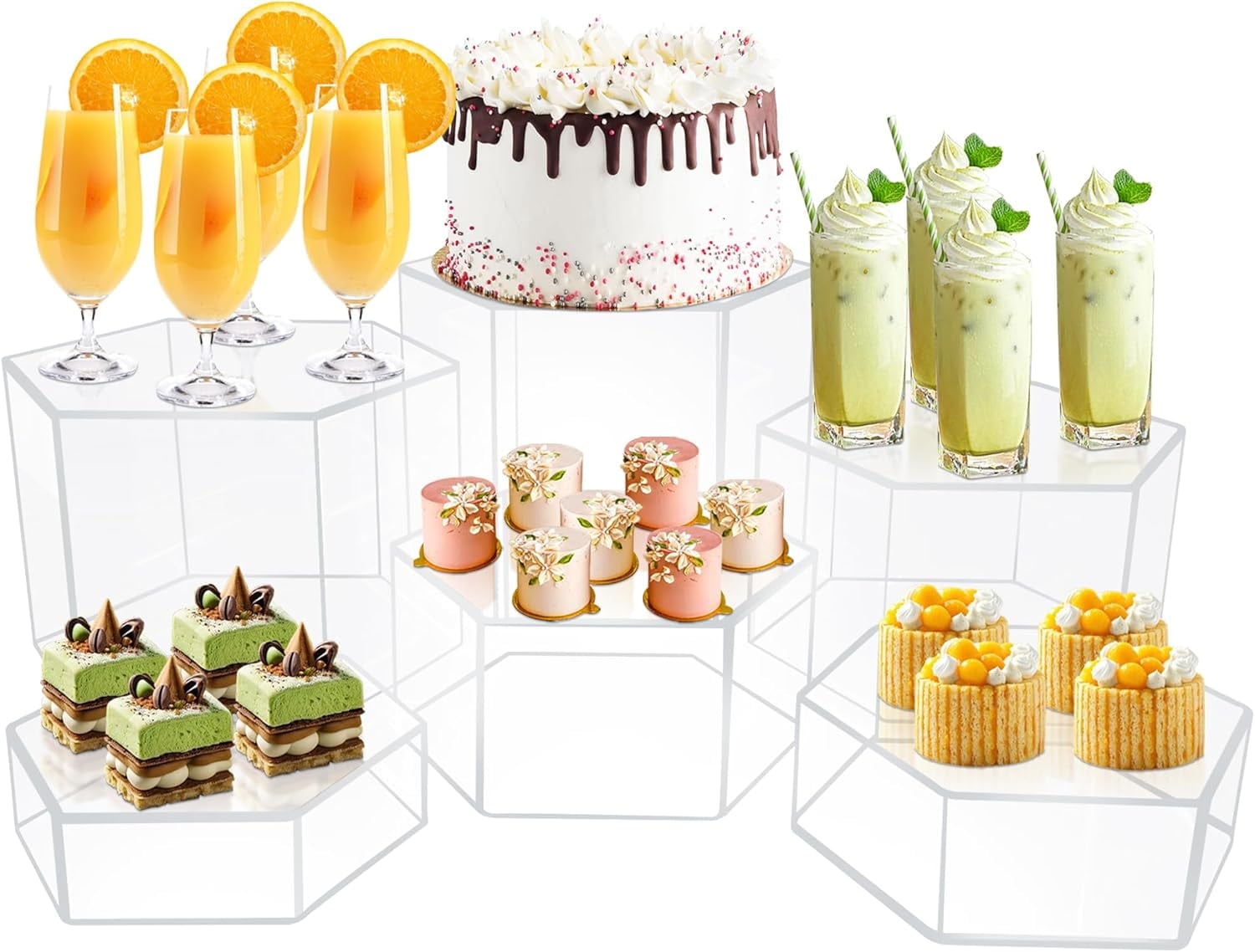 6Pcs Buffet Risers, Food Risers for Buffet, Acrylic Boxes for Display ...