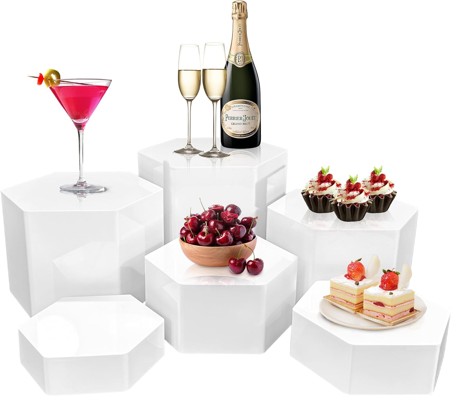 6Pcs Buffet Risers, Food Risers for Buffet, Acrylic Boxes for Display ...