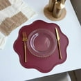 6Pcs Burgundy Placemats Faux Leather Flower Round Shaped Table Mats 15 ...