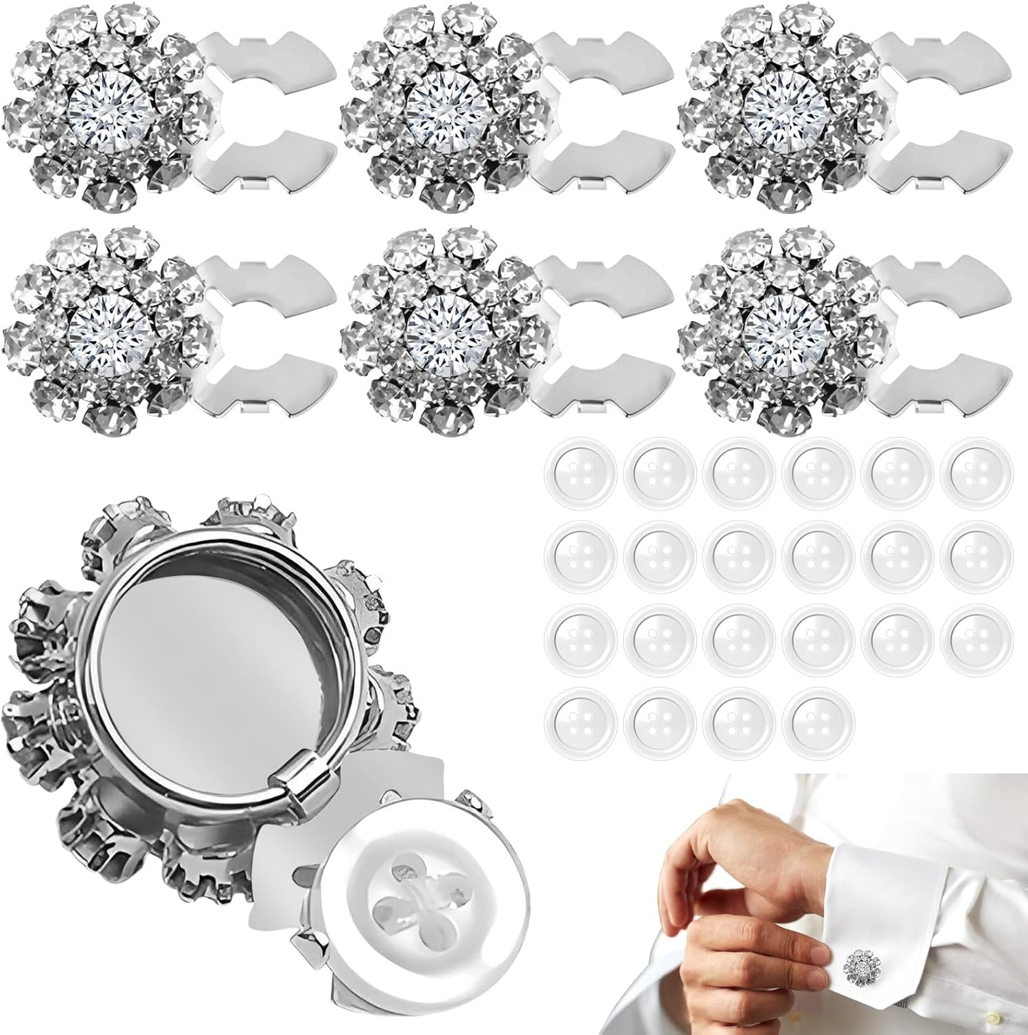 6Pcs Button Cover Rhinestone Cover, Sewing Button Covers Decor for ...