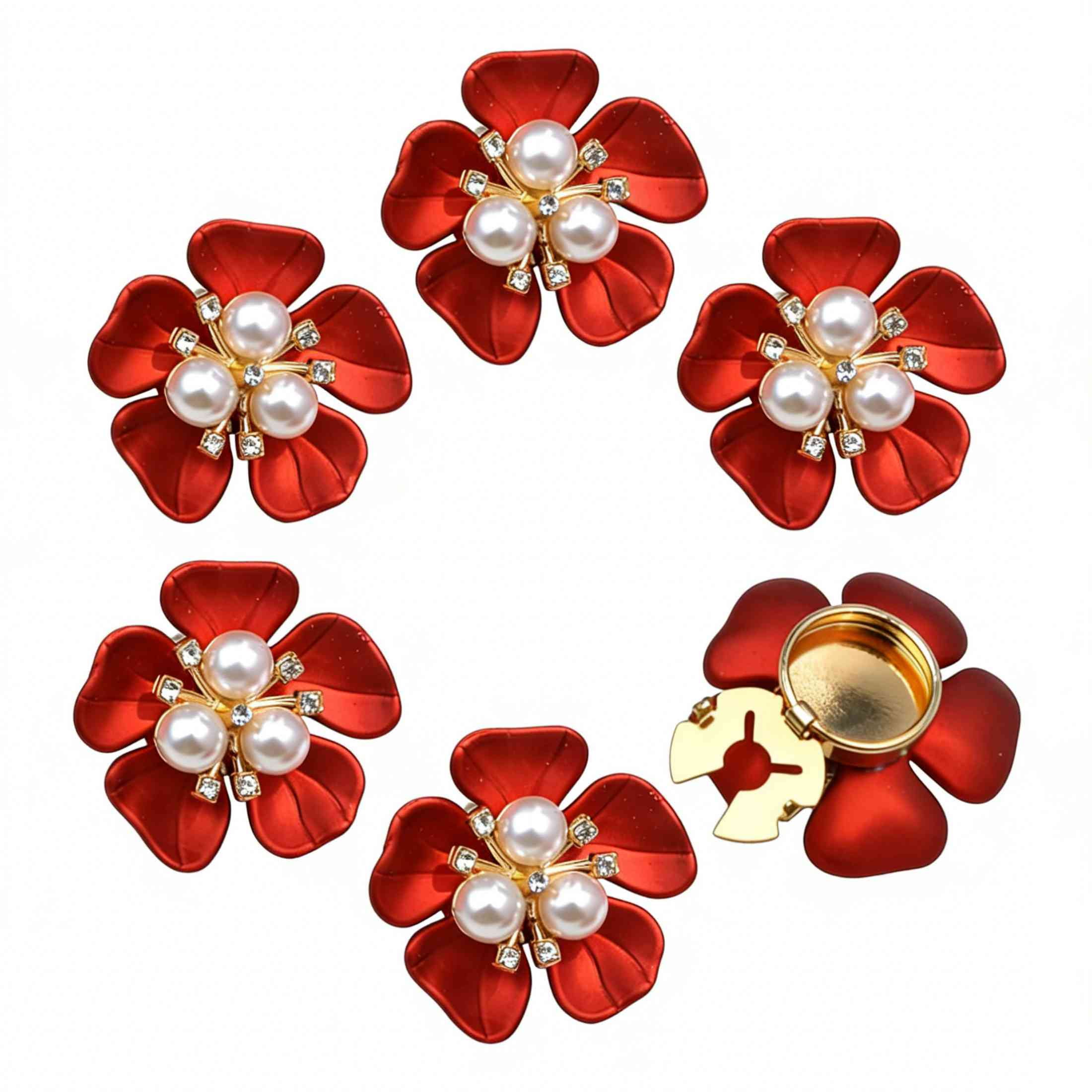 6Pcs Button Covers, Floral Pearl with Fancy Design, Rhinestone Button ...