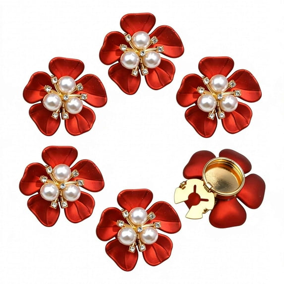 6Pcs Button Covers, Floral Pearl with Fancy Design, Rhinestone Button ...