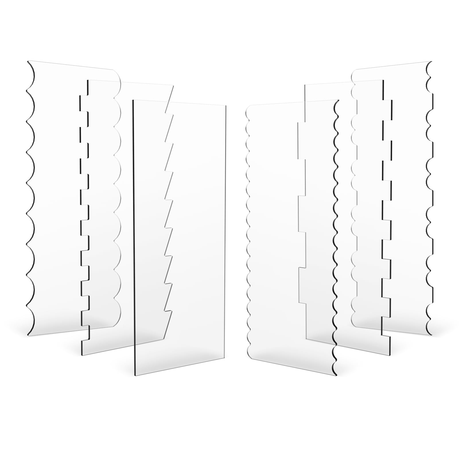 6Pcs Cake Scraper Set Acrylic Cake Edge Smoother Tool with 11 Patterns ...