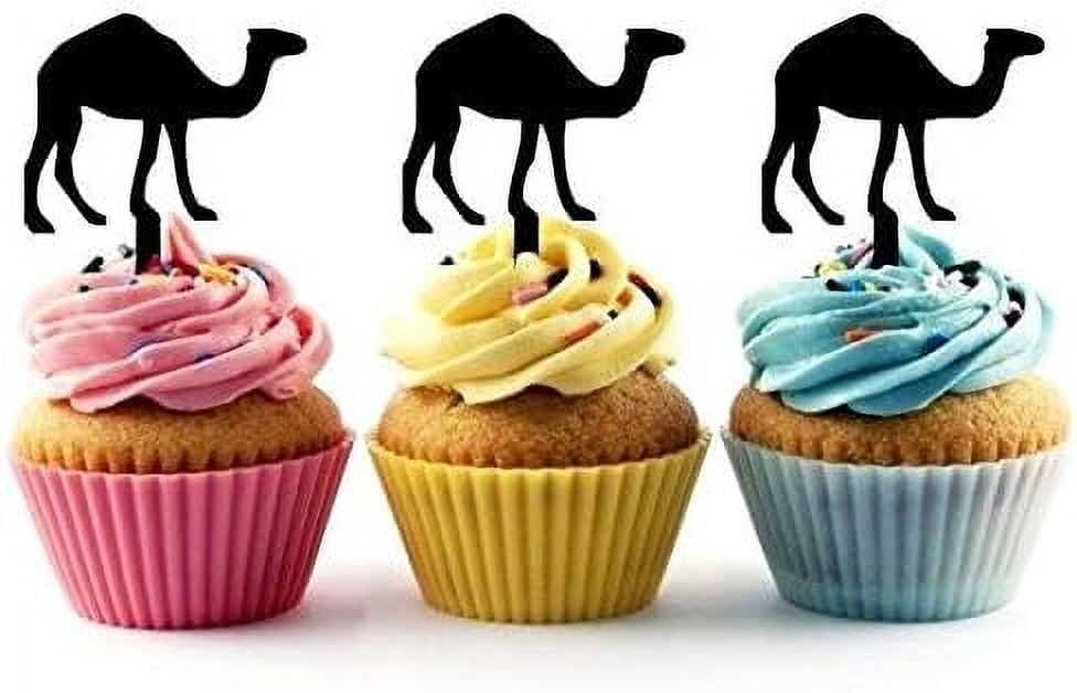 6Pcs Camel Silhouette Acrylic Cupcake Toppers for Desert, Arabian or ...